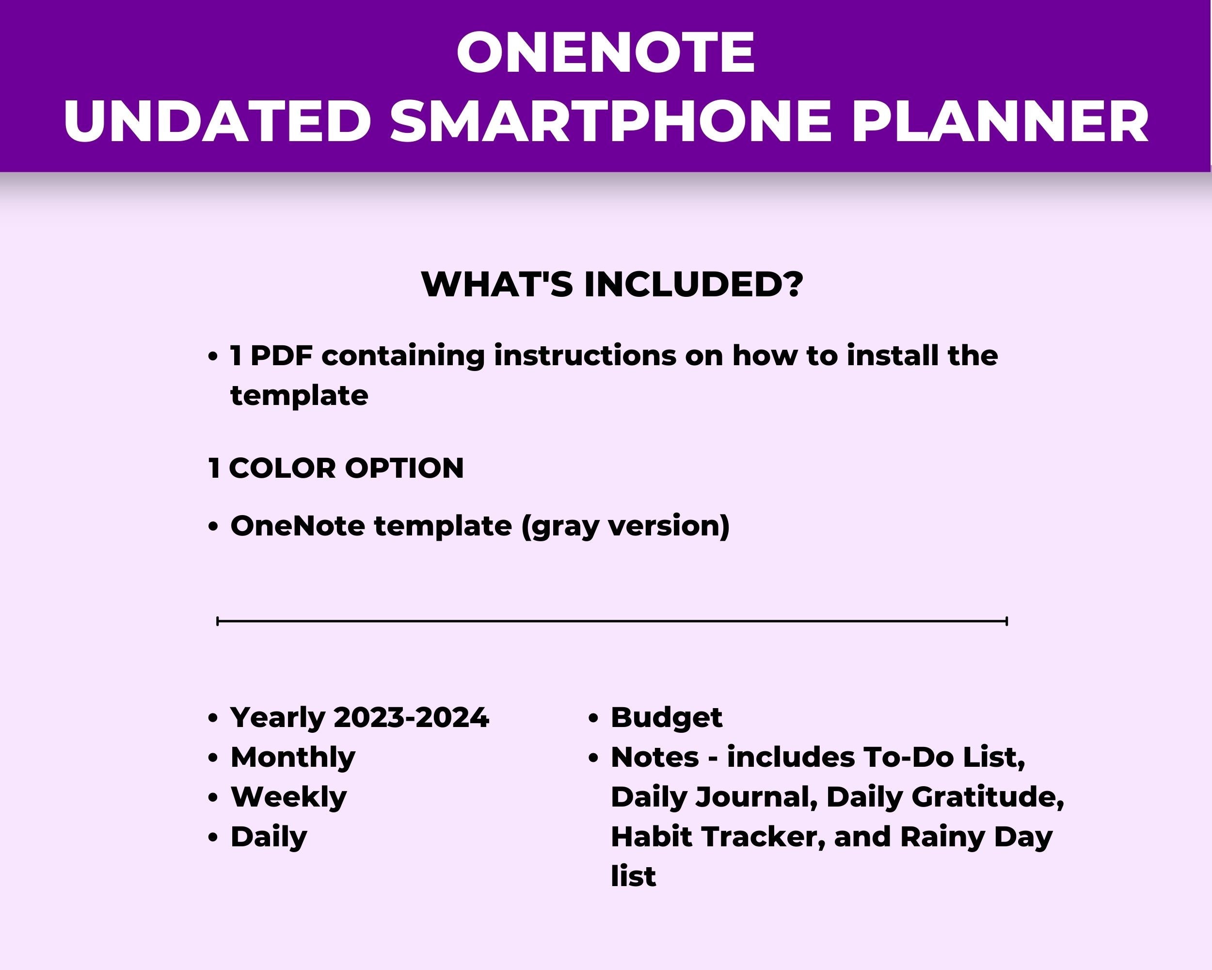 Onenote Digital Planner, Onenote Planner Undated, Digital Planner Phone ...