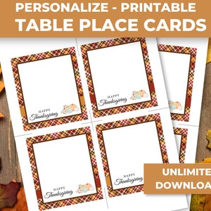 Thanksgiving Place Cards Printable, Happy Thanksgiving Place Setting ...