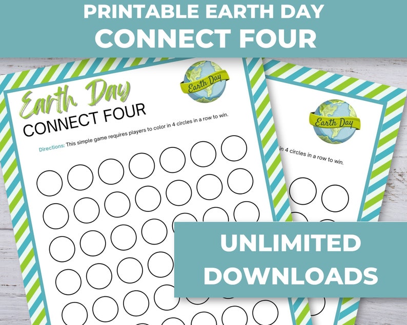 Earth Day Connect 4 Game, Printable Earth Day Game for Kids, Classroom ...