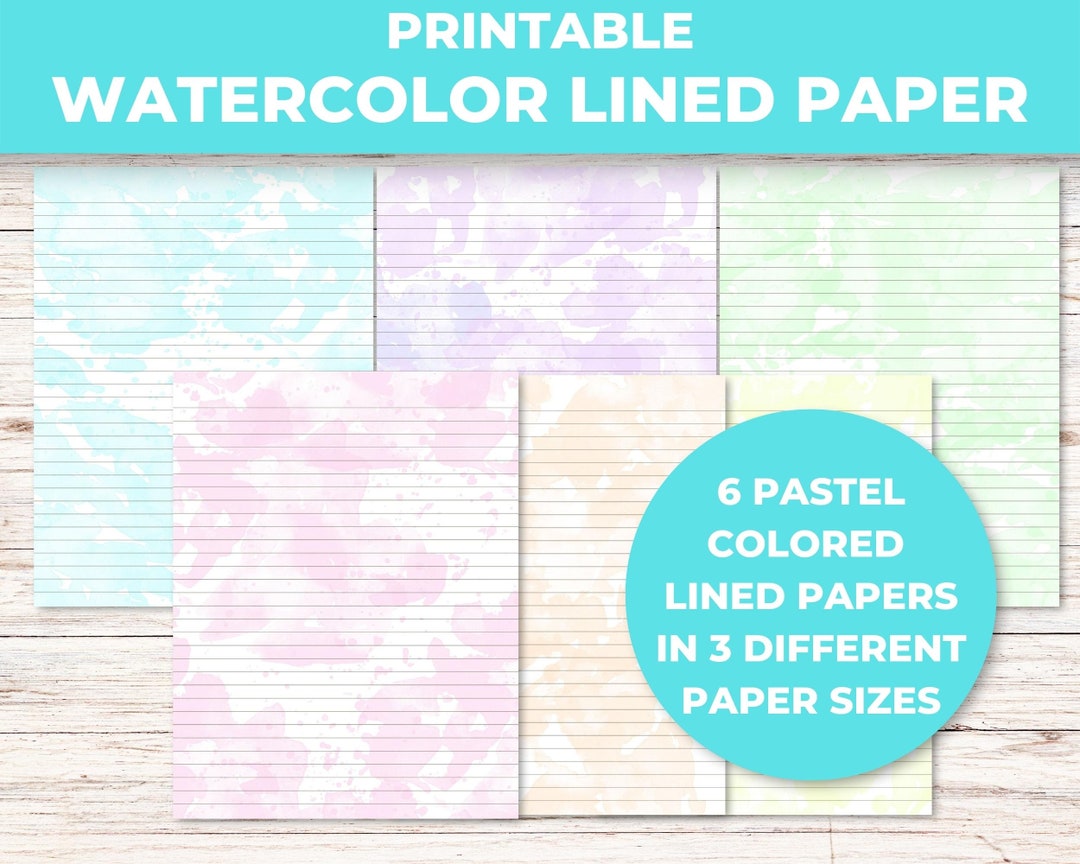 Watercolor Lined Paper for Note Taking, Lined Paper Printable, Lined ...