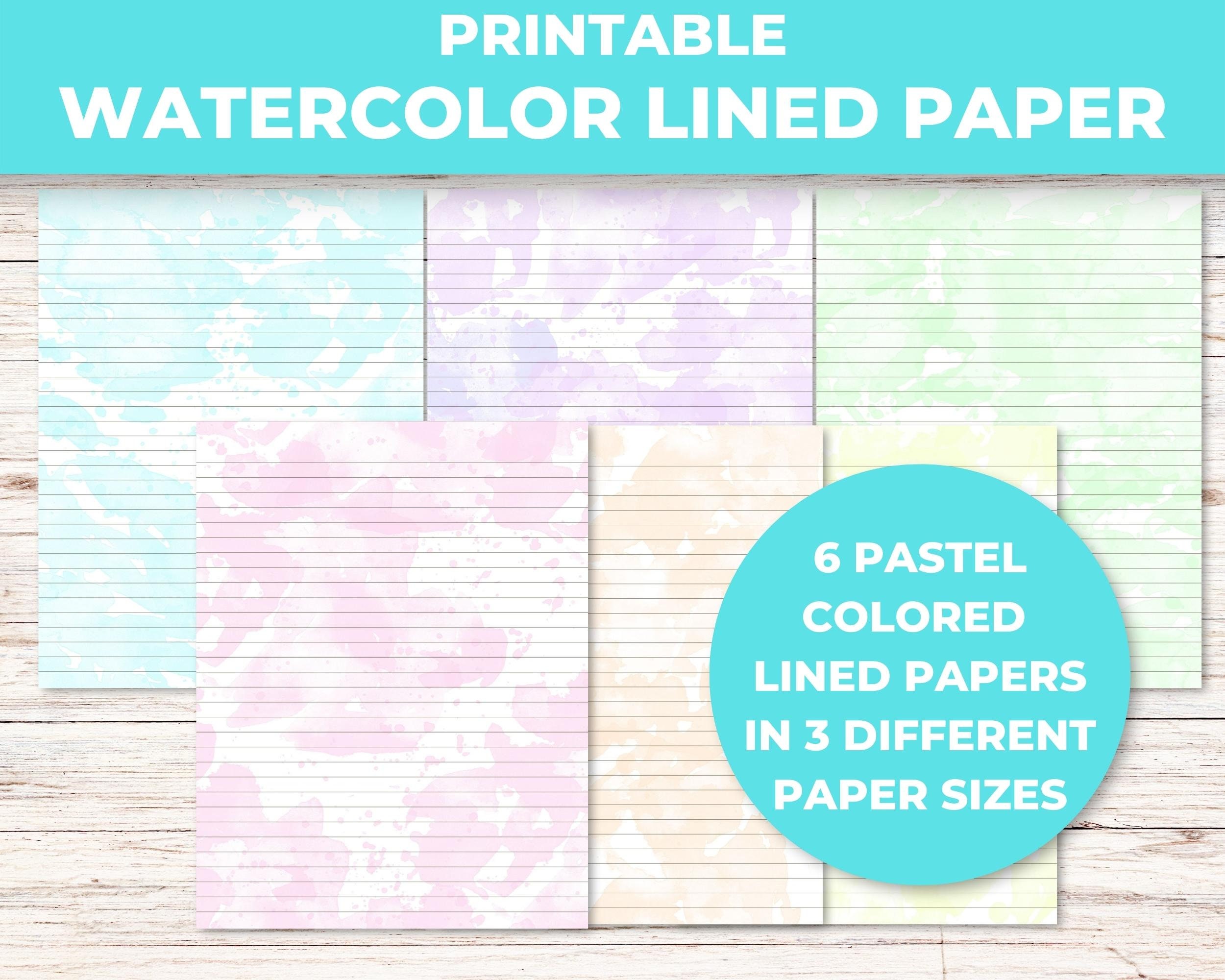 Watercolor Lined Paper for Note Taking, Lined Paper Printable, Lined ...