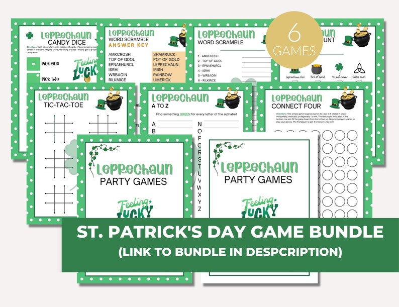 St. Patrick's Day Connect 4 Game, Printable St. Patrick's Day Game for ...
