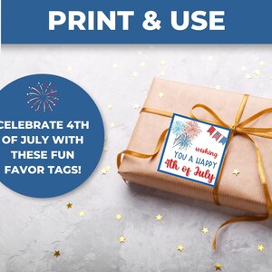 4th of July Gift Tags, Printable Gift Tags, Fourth of July Party Favor ...