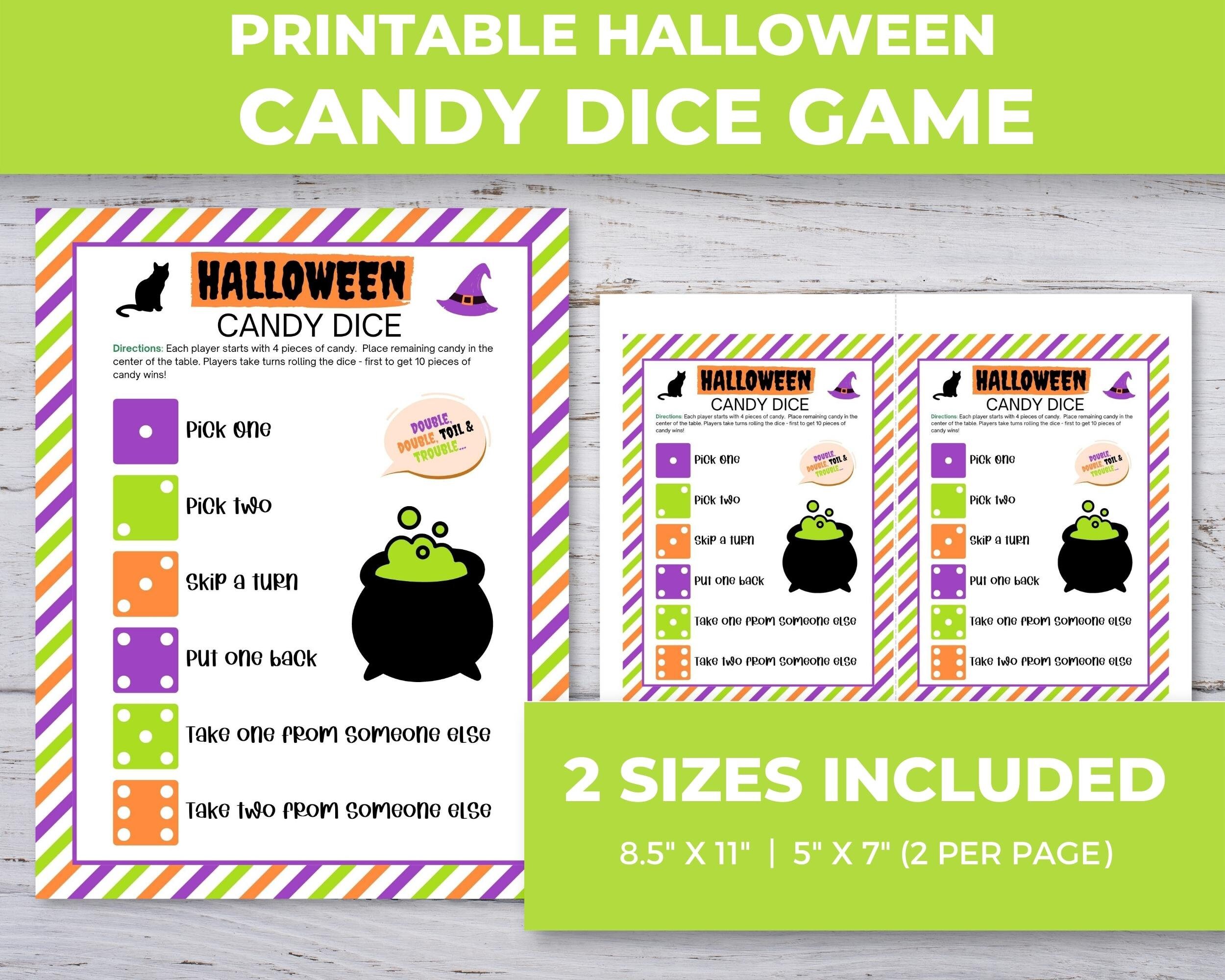 Halloween Candy Dice Game, Printable Halloween Game for Kids, Classroom ...