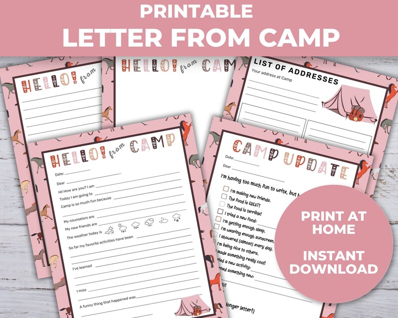 Printable Letter From Camp, Camp Letter Stationery, Fill in the Blank ...