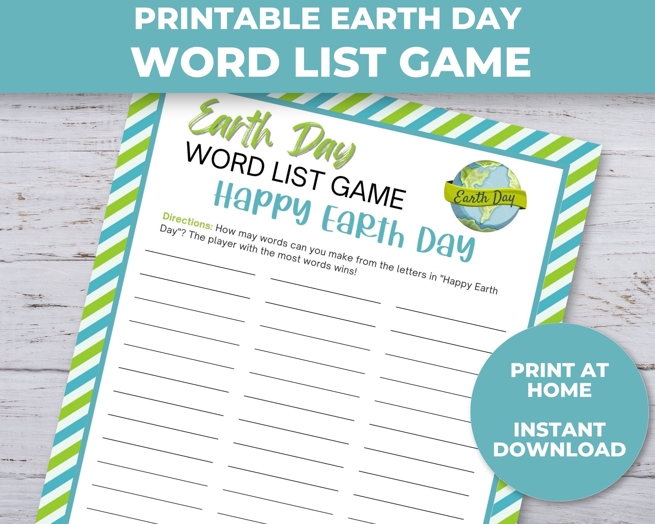 Earth Day Word List Game, Printable Earth Day Game for Kids, Classroom ...