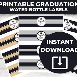 Printable Graduation Water Bottle Labels - Congrats! Class of 2022 ...