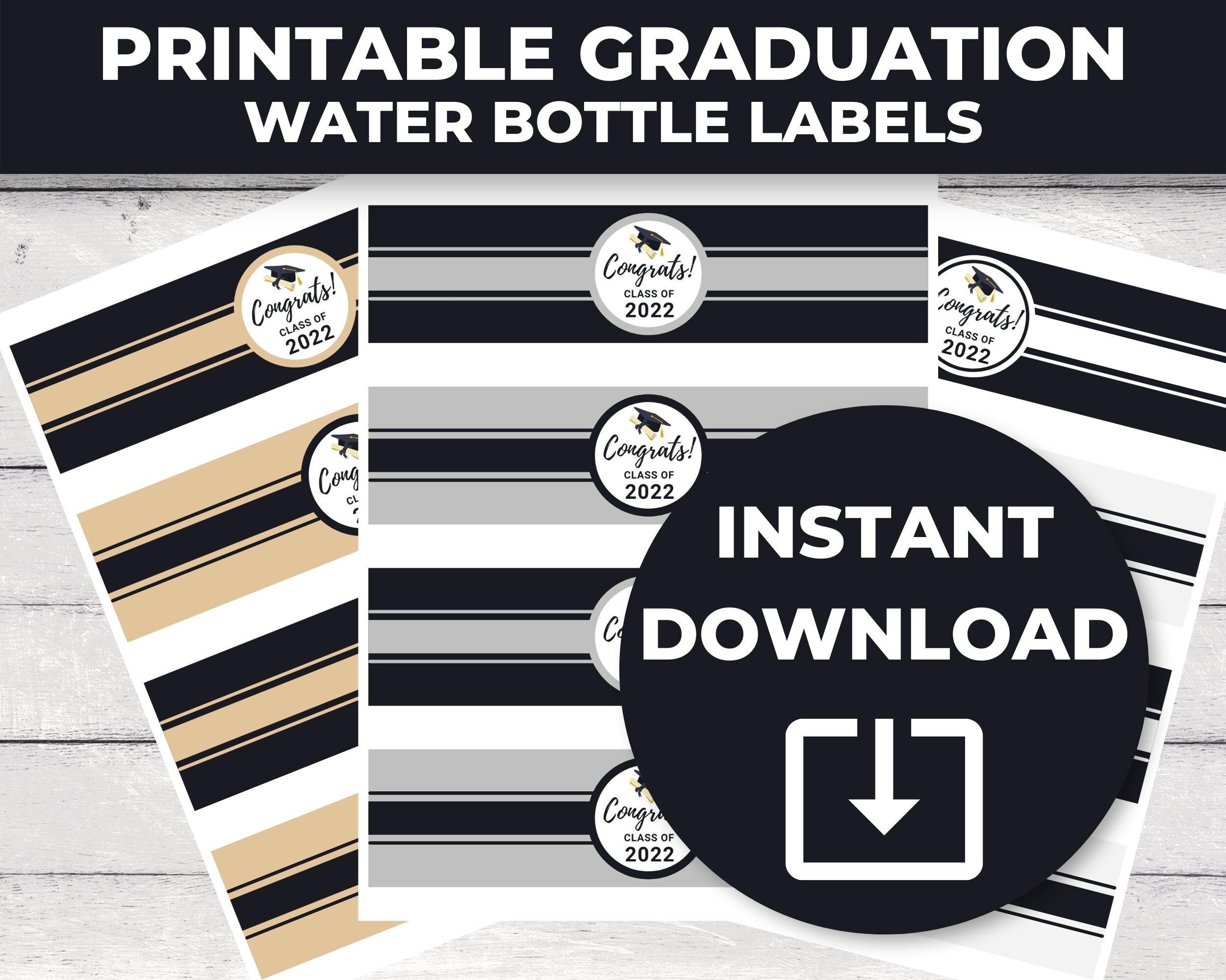 Printable Graduation Water Bottle Labels Congrats Class of - Etsy
