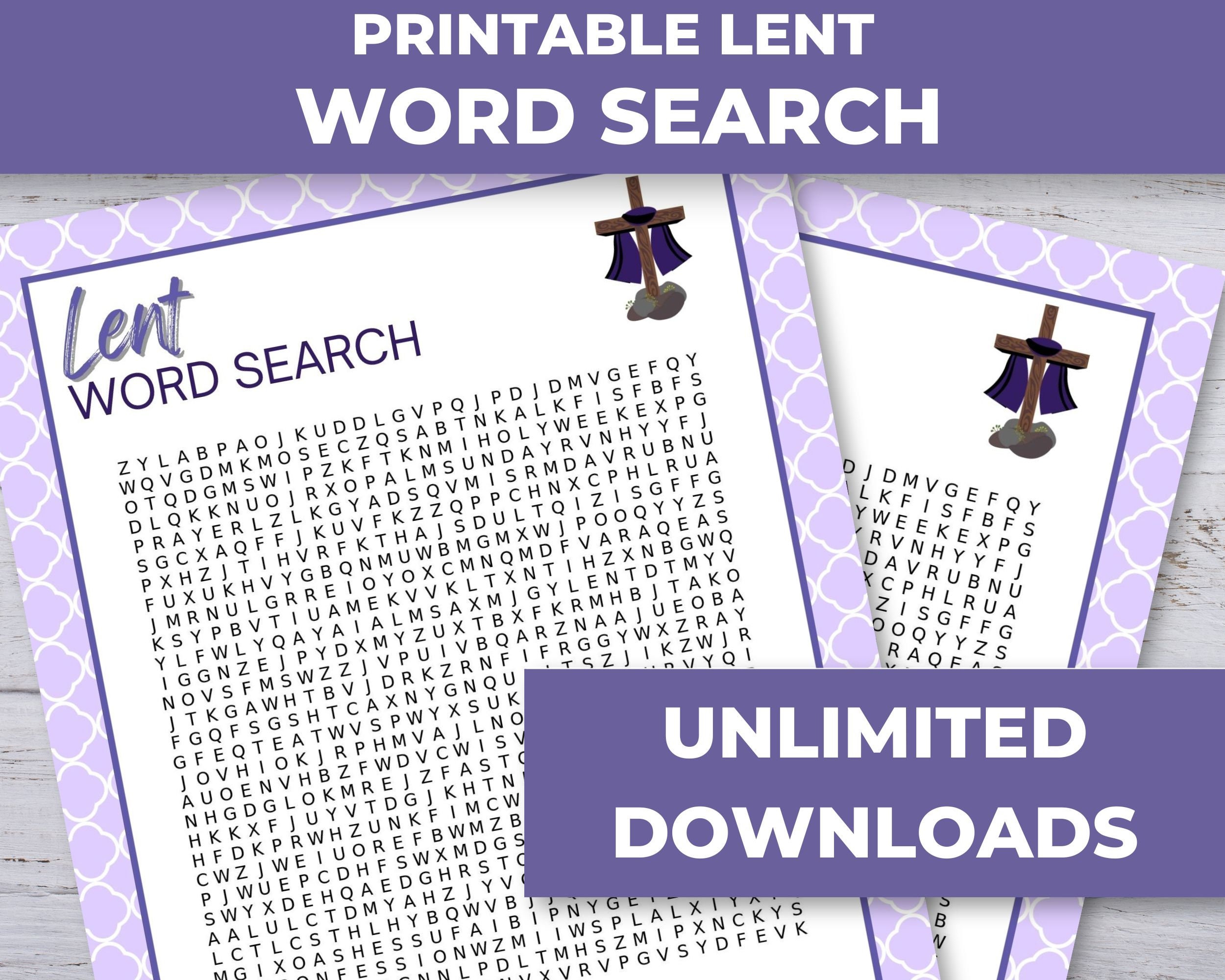 Printable Lent Word Search Game for Kids and Adults - Etsy