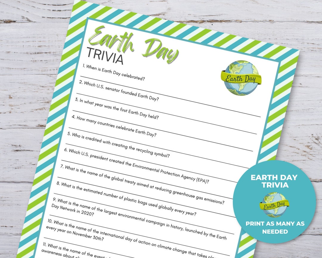 Earth Day Trivia, Earth Day Games for Kids, Earth Day Activity, Earth ...