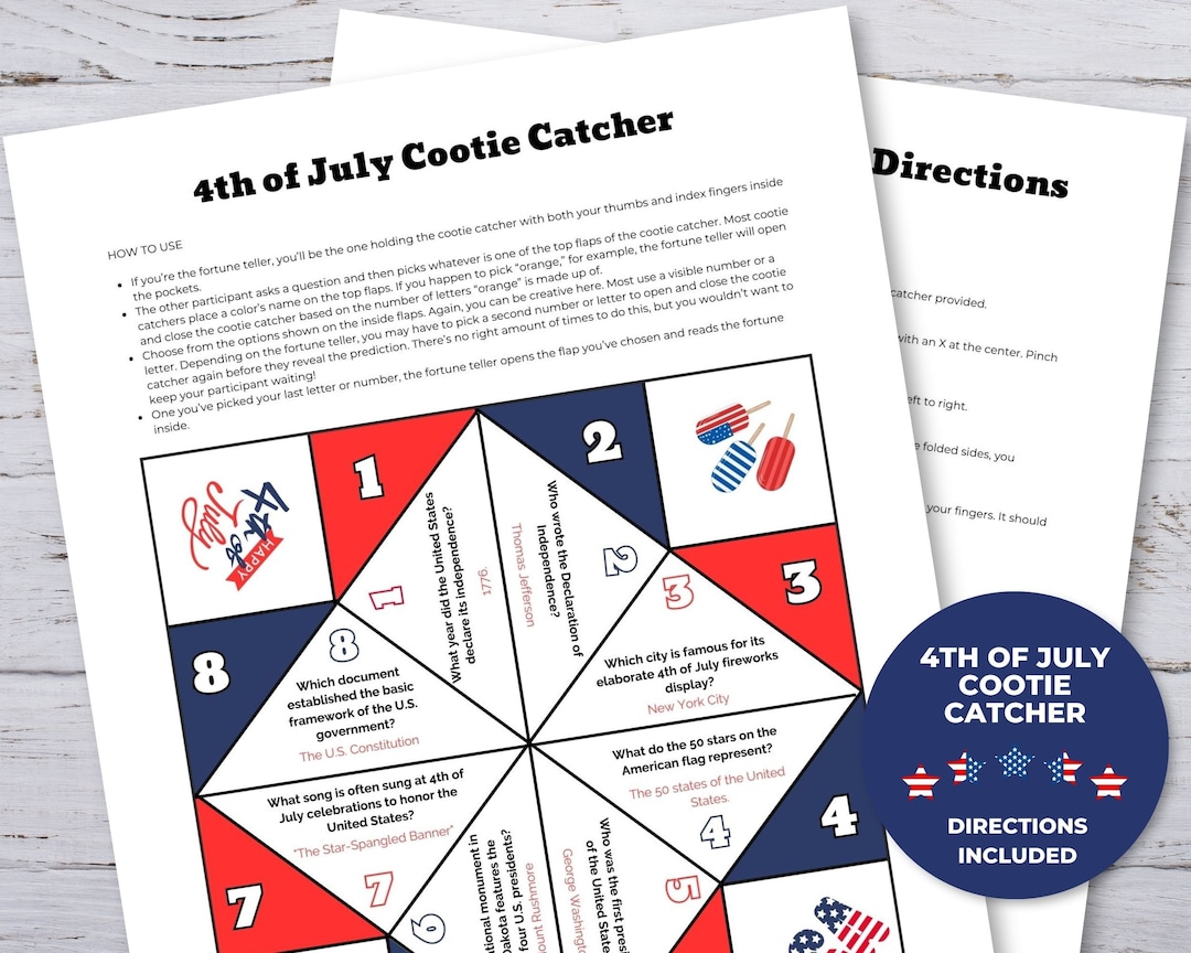 Cootie Catcher, 4th of July Games, 4th of July Printable, Kids Summer ...