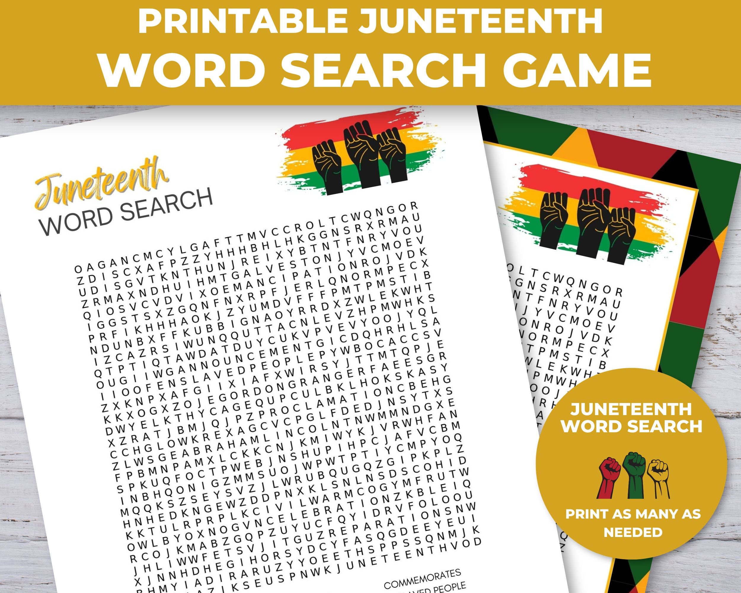 Juneteenth Word Search, Juneteenth Printable, Word Search Printable ...