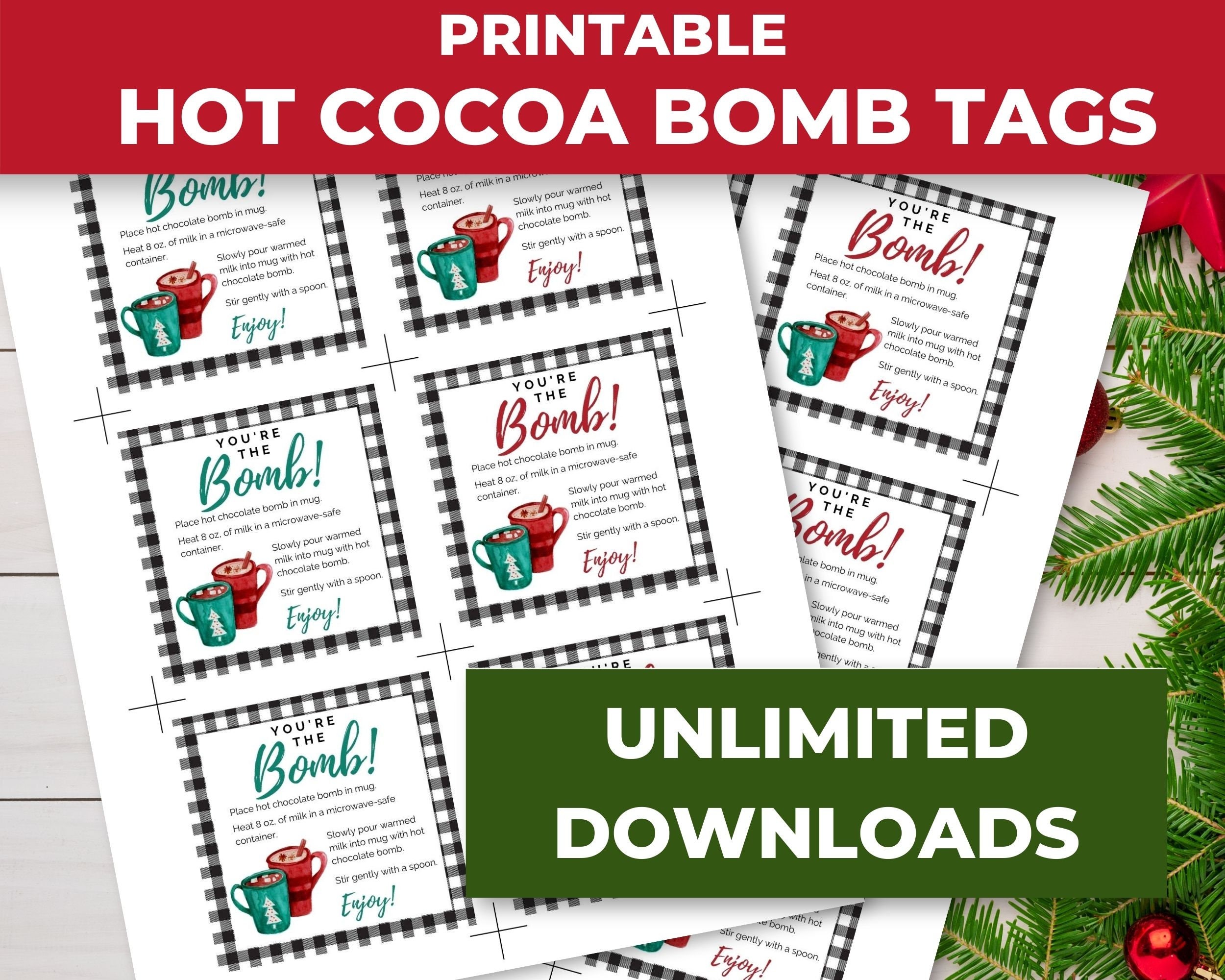 You're the Bomb Hot Cocoa Tag, Hot Cocoa Bomb Tags Printable, Hot ...