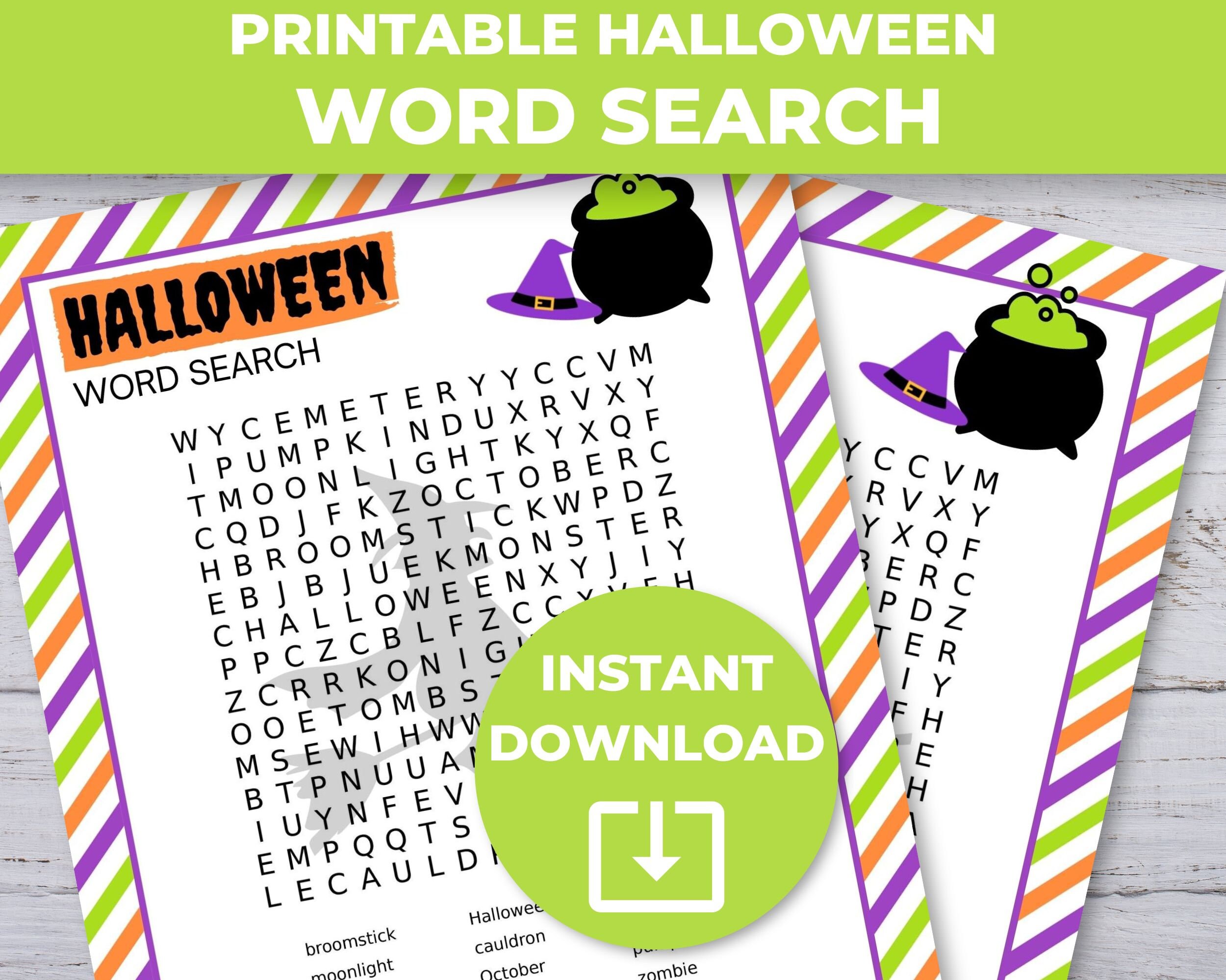 Halloween Word Search Printable, Halloween Printable Games for Kids ...