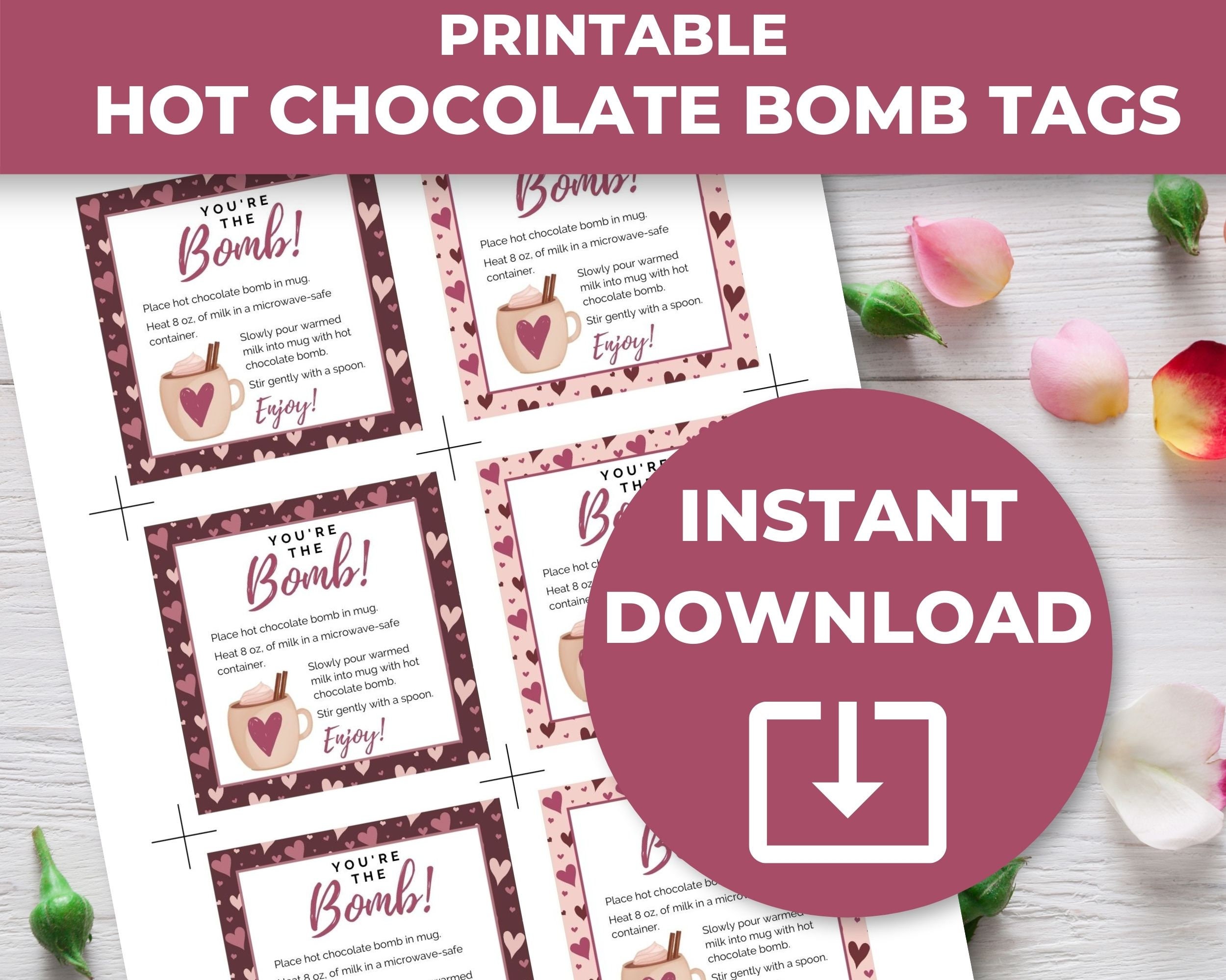 Printable Valentine Hot Chocolate Bomb Tags Valentine Hot - Etsy