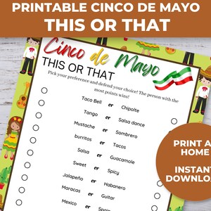 This or That Game, Cinco De Mayo Party Games, Fun Cinco De Mayo Games ...