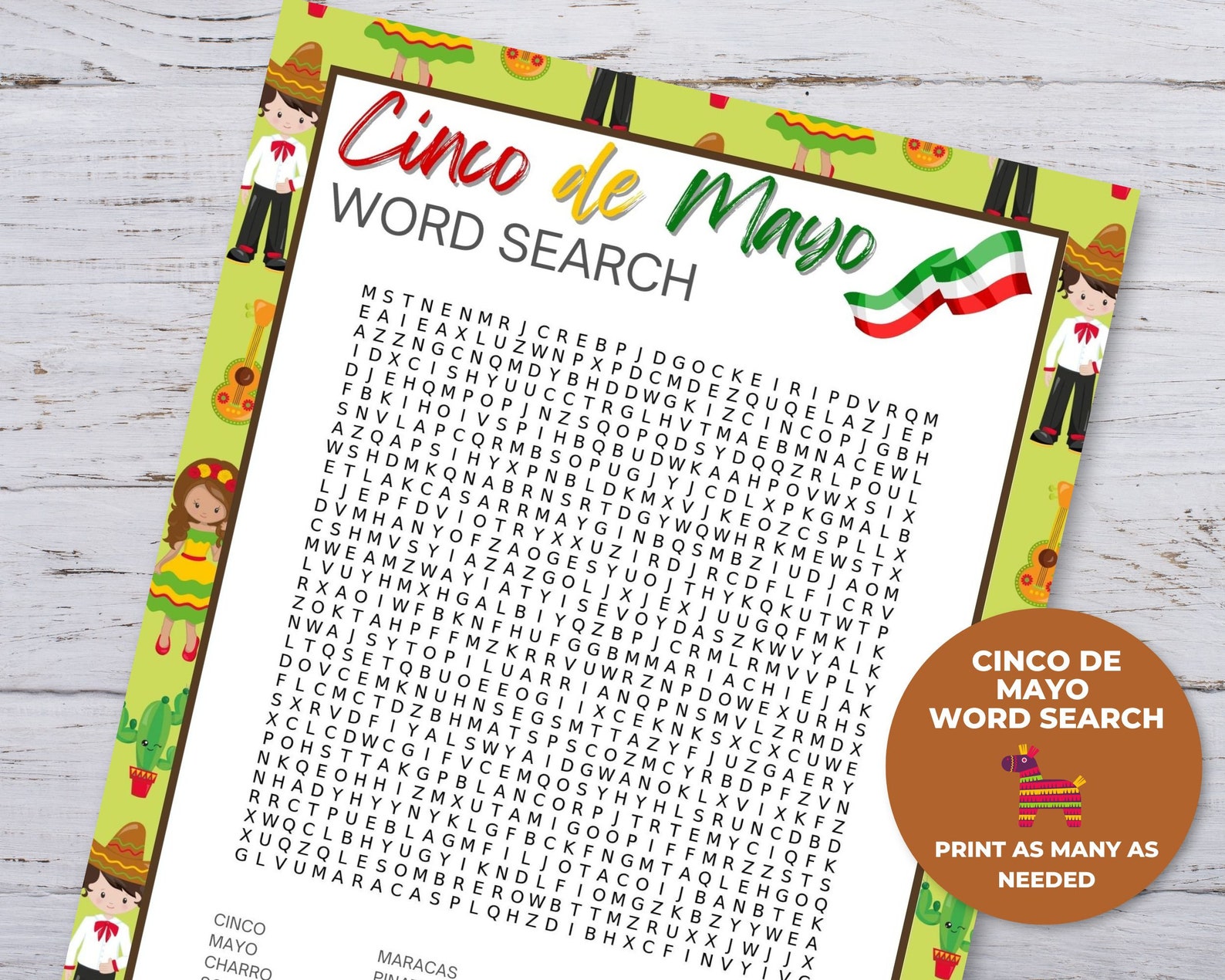 Cinco De Mayo Word Search, Word Puzzles Printable, Mexican Party Games ...