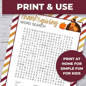 Thanksgiving Word Search Printable, Printable Games for Kids ...