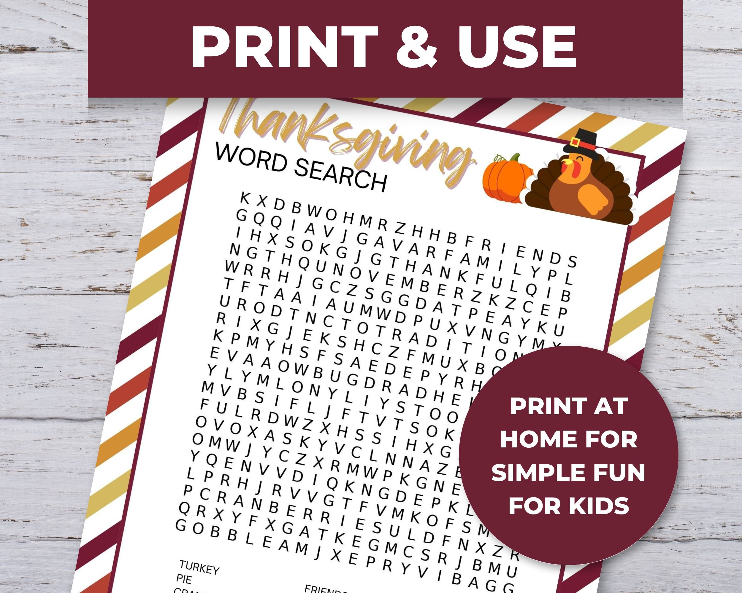 Thanksgiving Word Search Printable, Printable Games for Kids ...