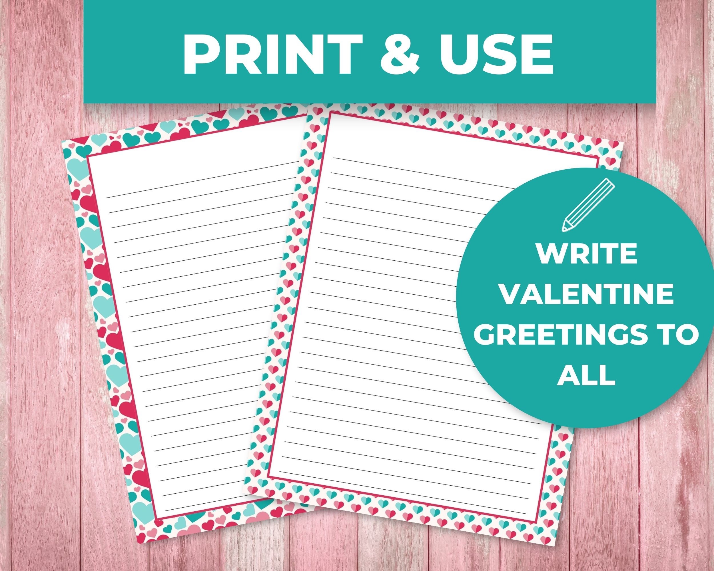 Printable Valentine Note Paper Valentine Stationery - Etsy