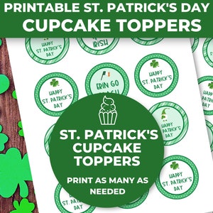 Printable St. Patrick's Day Cupcake Toppers - Etsy