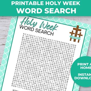 Holy Week Word Search, Easter Activity, Christian Easter, Holy Week for ...