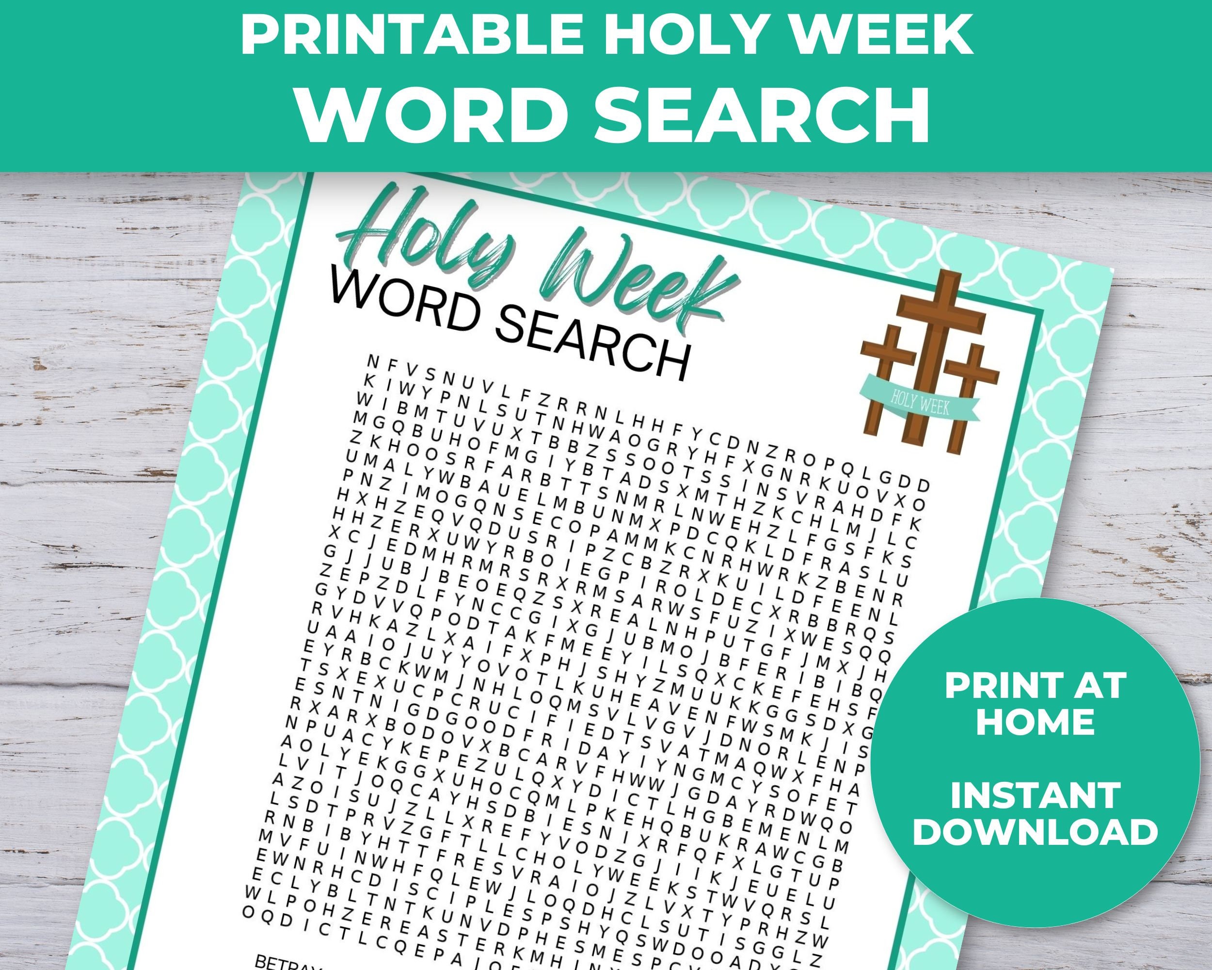 Holy Week Word Search, Easter Activity, Christian Easter, Holy Week for ...