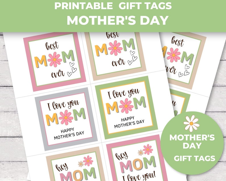 Mother's Day Gift Tags Printable, Gift Tags for Mom, Best Mom Ever Tag ...