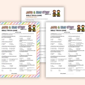 Jacob and Esau Bible Trivia for Kids, Printable Trivia Game, Bible ...