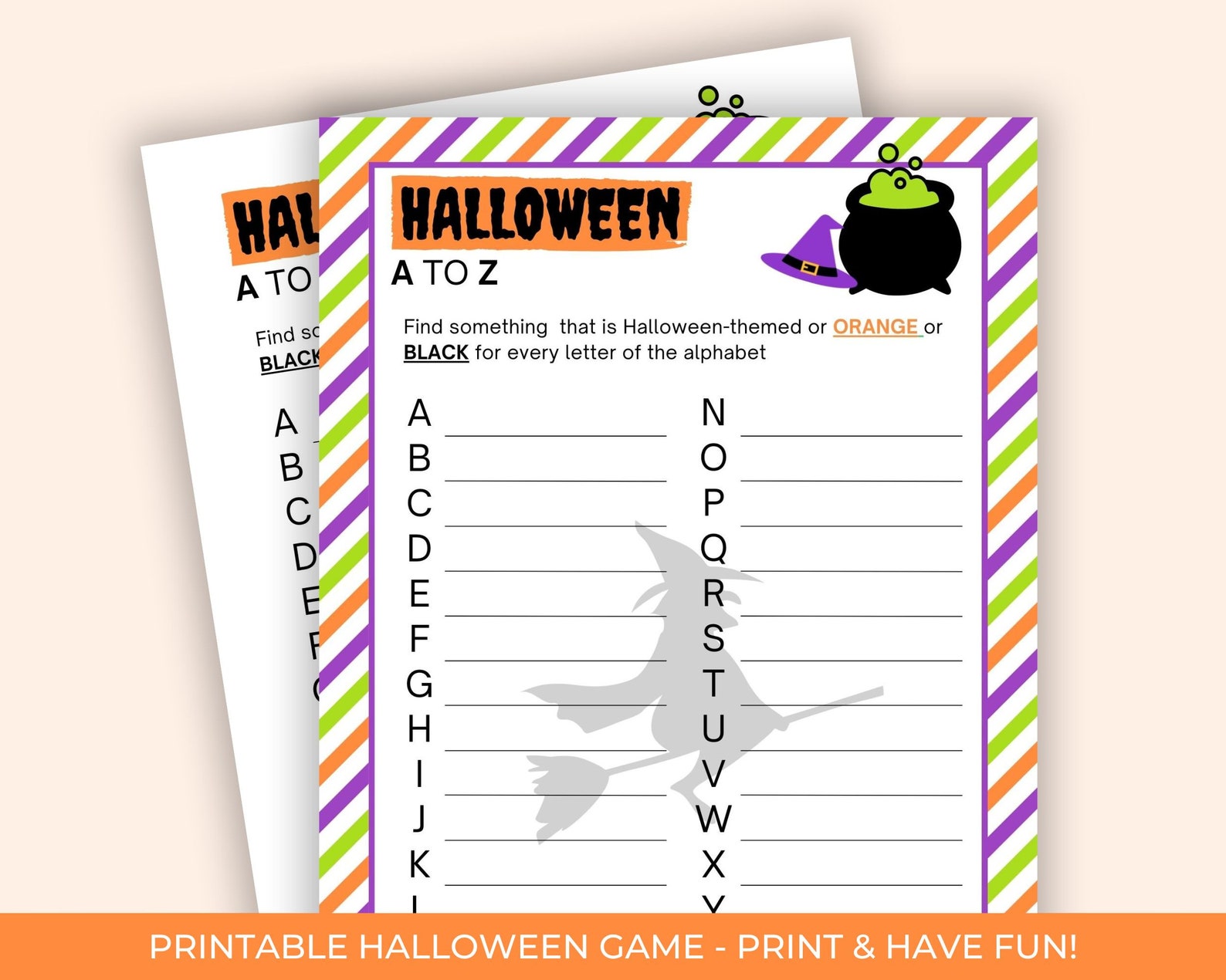 Halloween A to Z Game, Alphabet Game, Printable Halloween Game for Kids ...