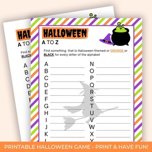 Halloween A to Z Game, Alphabet Game, Printable Halloween Game for Kids ...