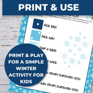 Printable Winter Candy Dice Game, Winter Activities for Kids and Adults ...
