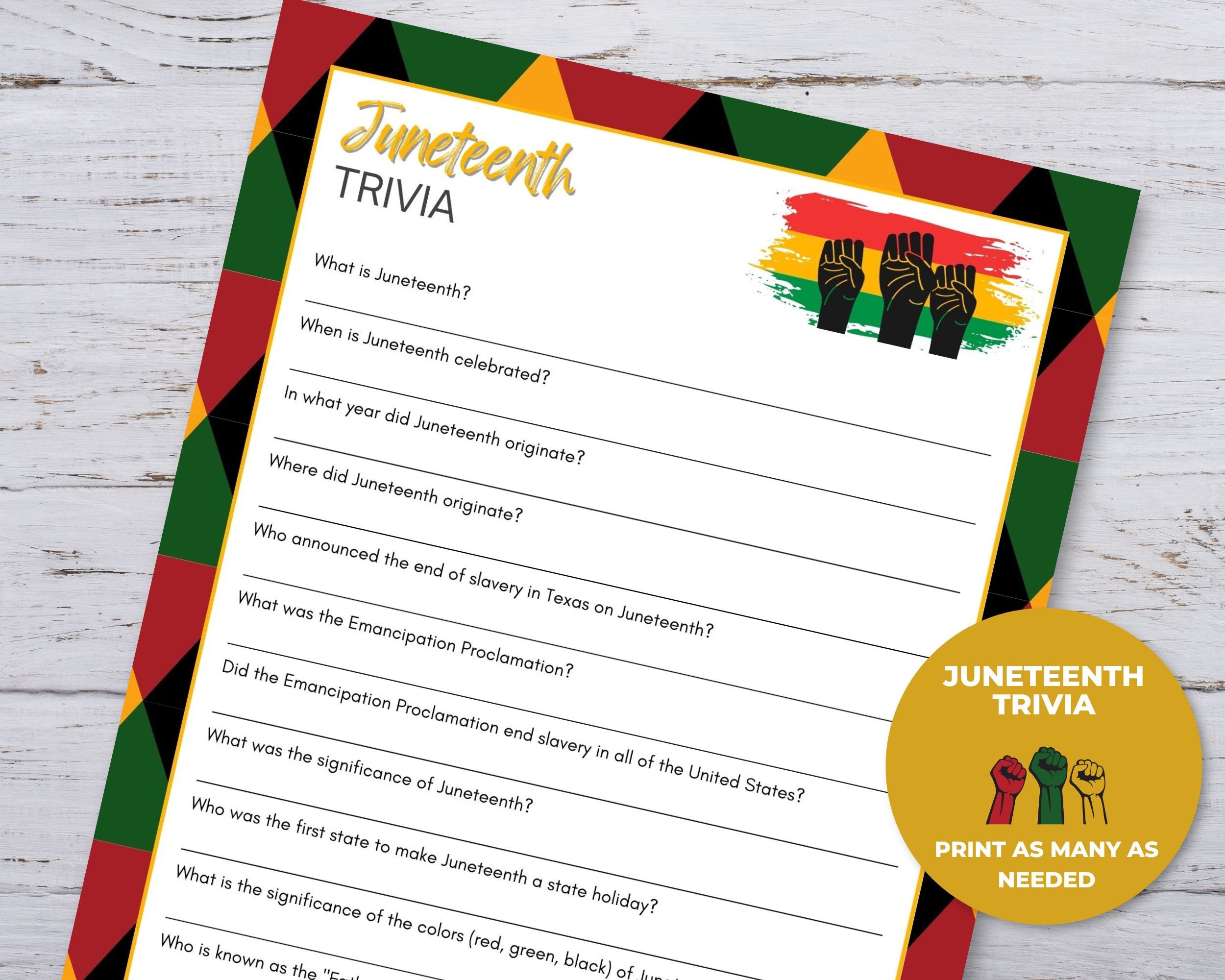 Juneteenth Trivia Game, Juneteenth Printable, Juneteenth Games, African ...