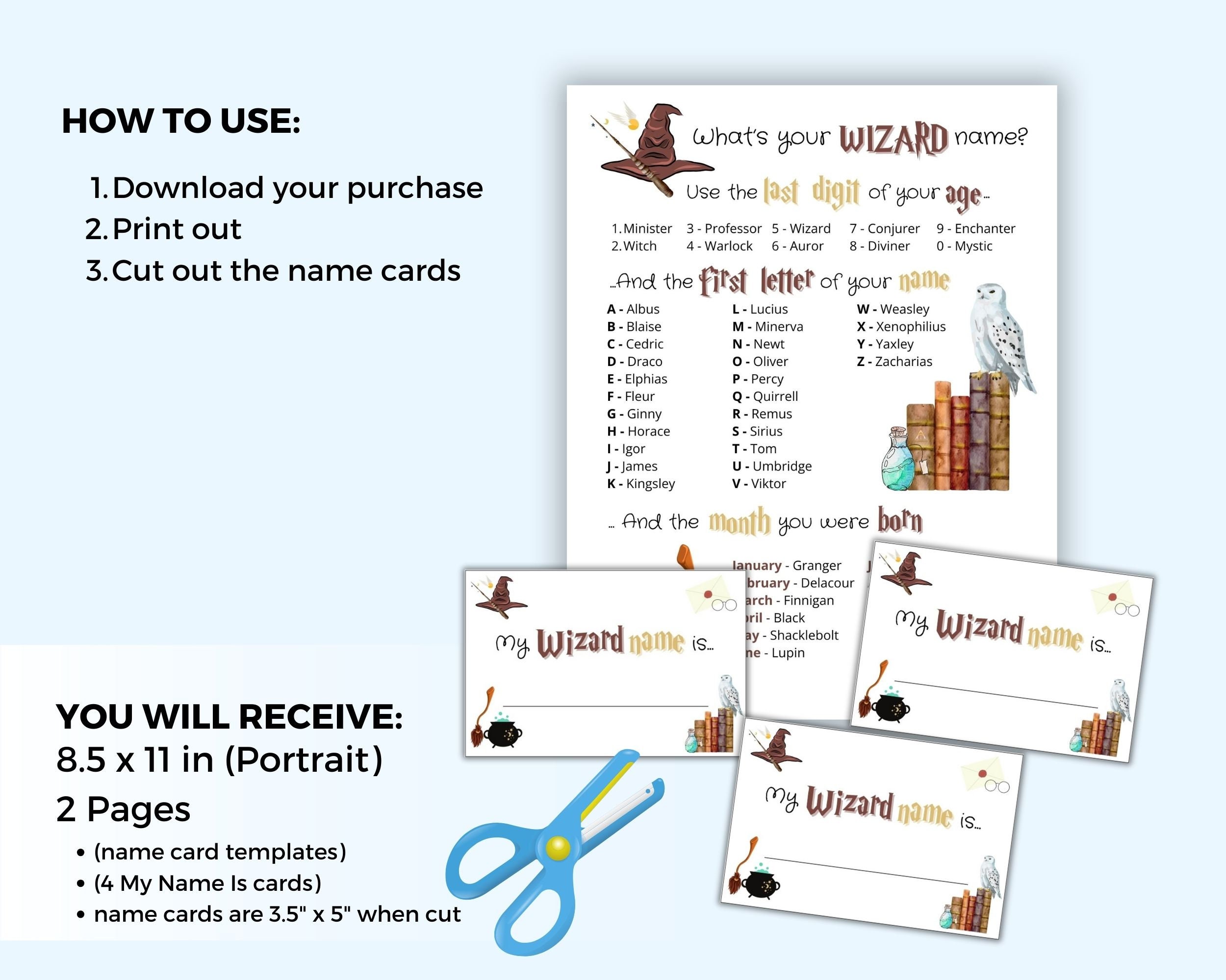 Whats Your Wizard Name, Wizard Baby Shower Games, Wizard Birthday ...