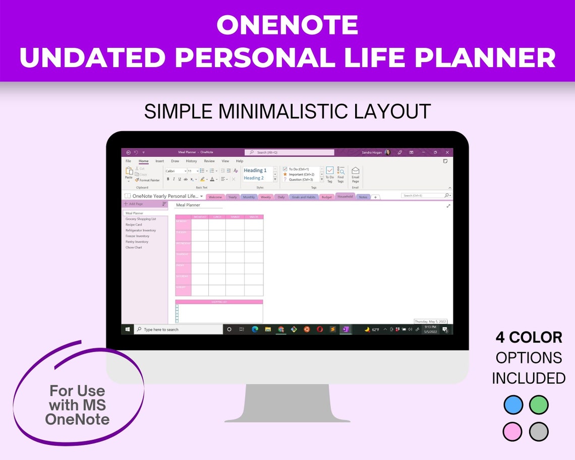 Onenote Digital Planner Undated, Onenote Planner Template, Digital Life ...