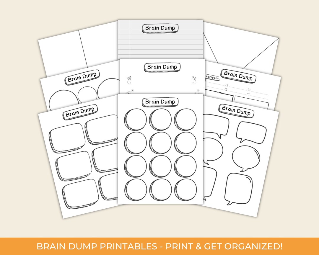 Brain Dump Printable Bundle, Adhd Brain Dump, Thought Tracker ...