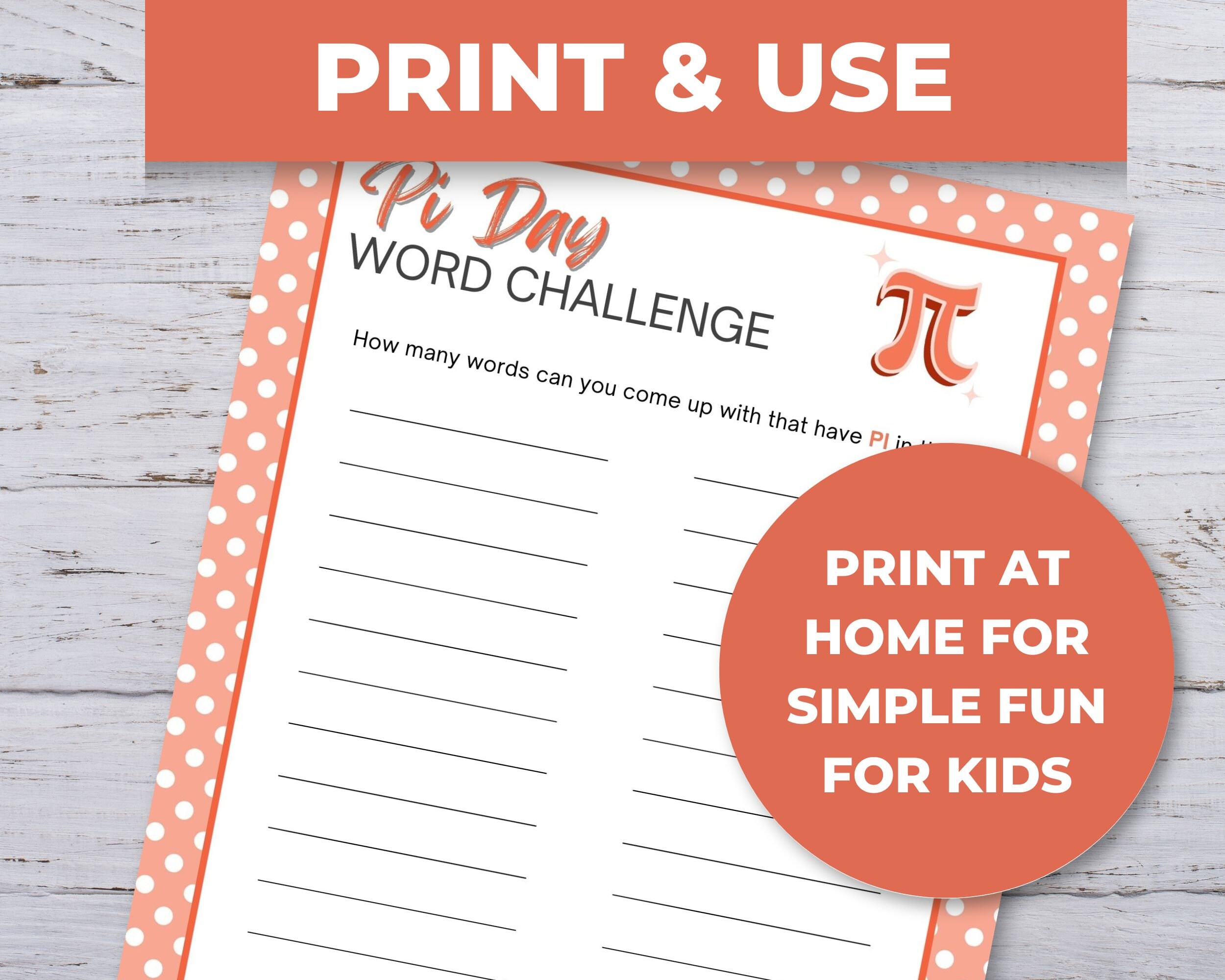 Pi Day Word Challenge, Pi Day Activities for Kids Printable, Pi Day ...