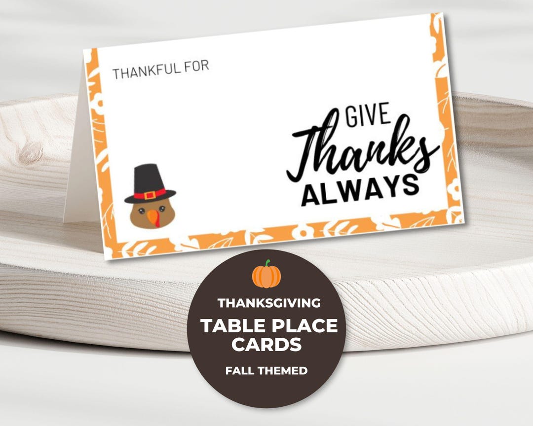 Printable Thanksgiving Place Cards, Editable Name Tags, Friendsgiving ...