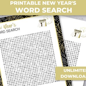 New Years Word Search, New Years Eve Party Games, Printable Word Search ...