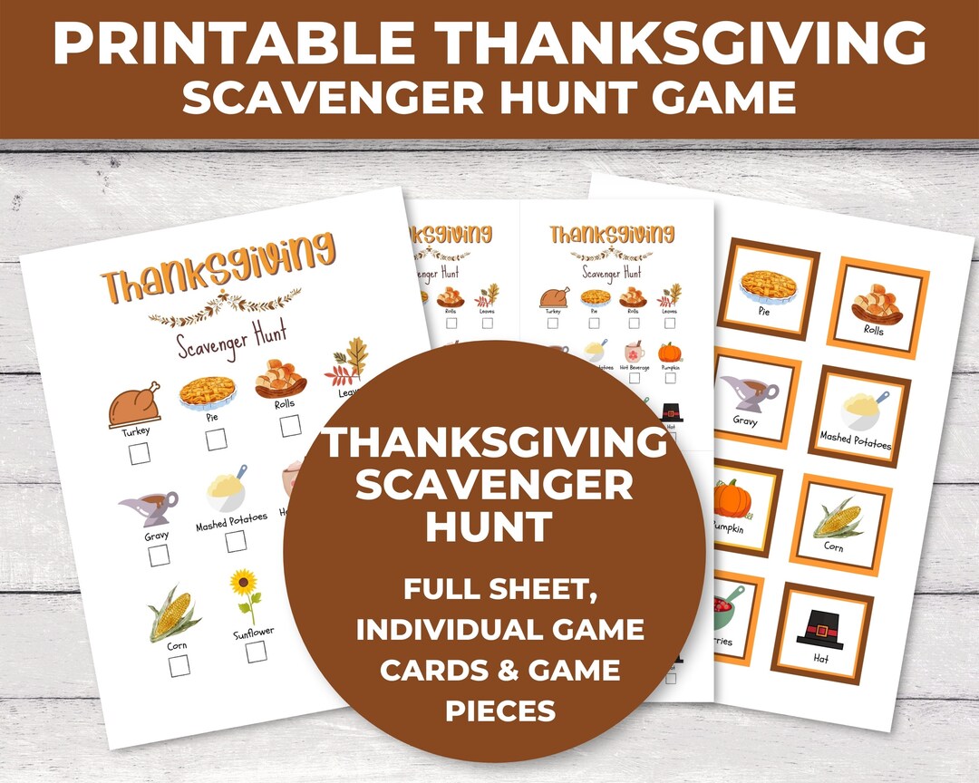 Thanksgiving Scavenger Hunt, Printable Thanksgiving Kids Activity ...