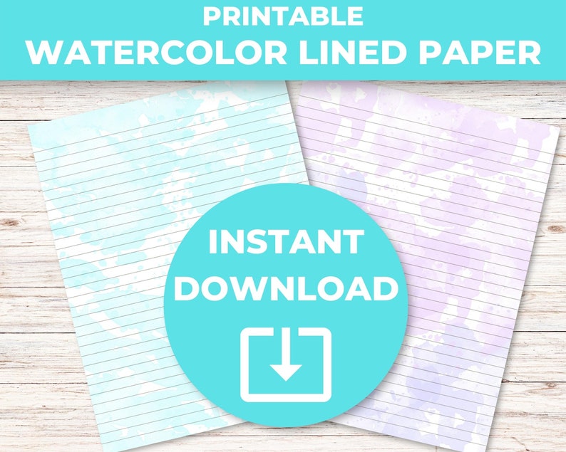 Watercolor Lined Paper for Note Taking Lined Paper Printable - Etsy