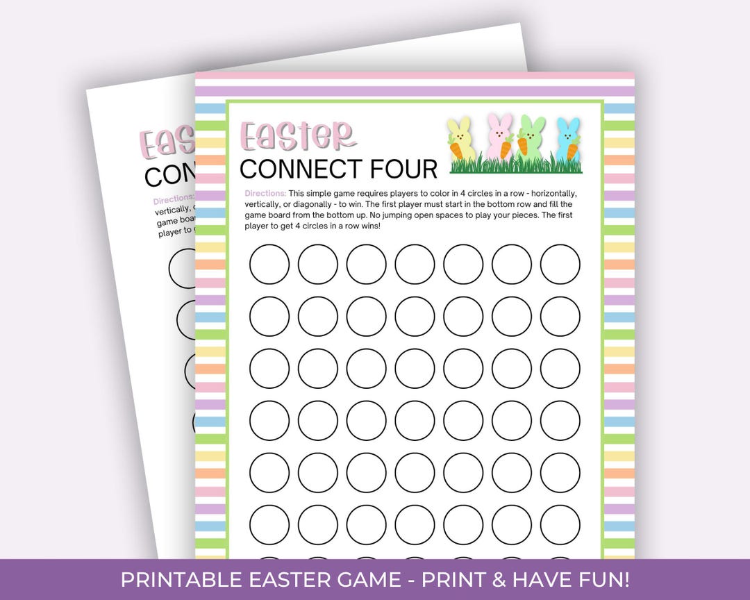 Easter Four in A Row Printable Easter Game for Kids, Classroom Activity ...