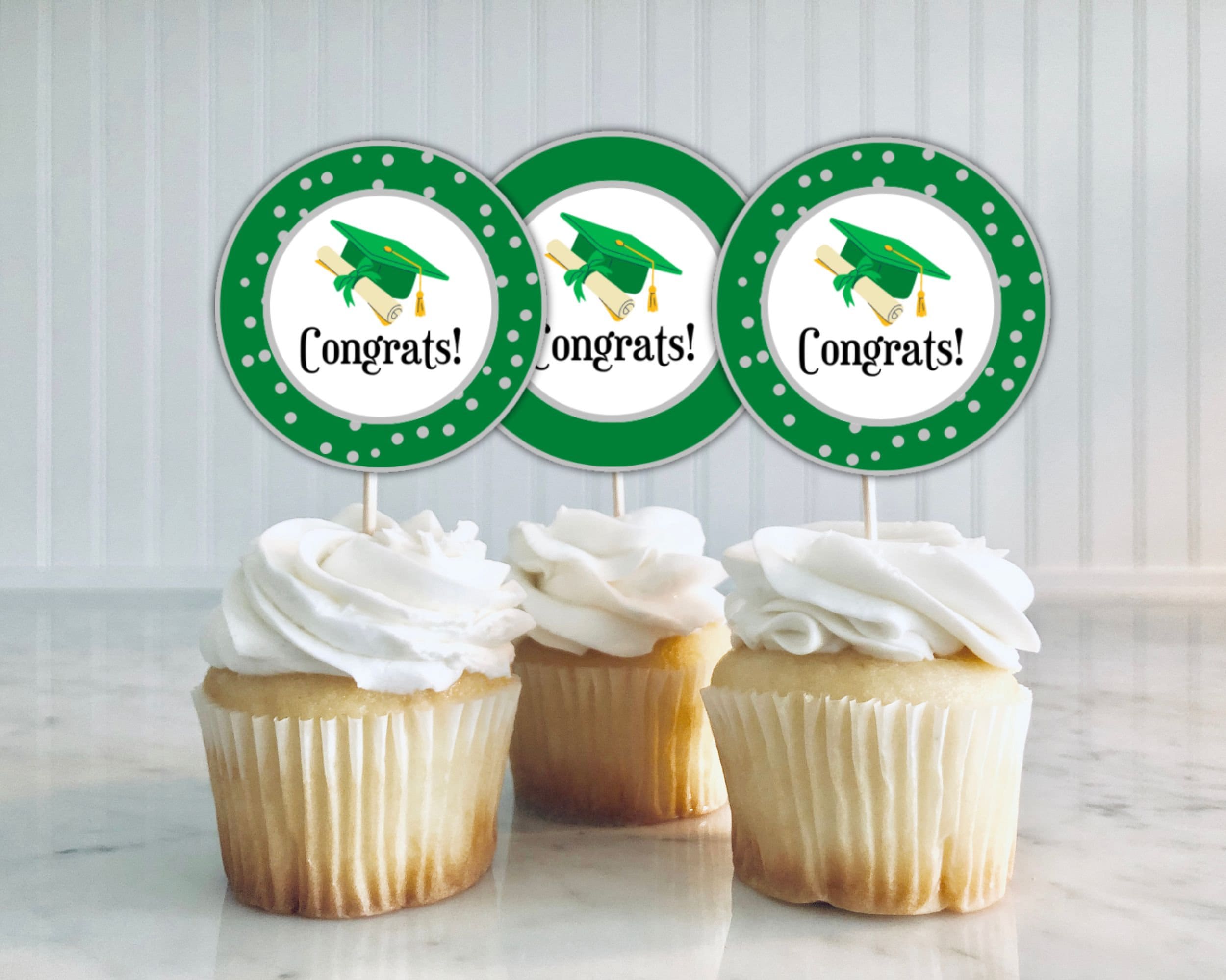 Printable Graduation Cupcake Toppers, Congrats Grad Cupcake Toppers ...