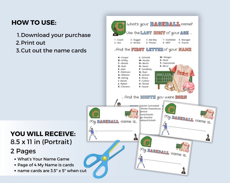 Whats Your Baseball Name With Name Tags, Baseball Team Party Games ...