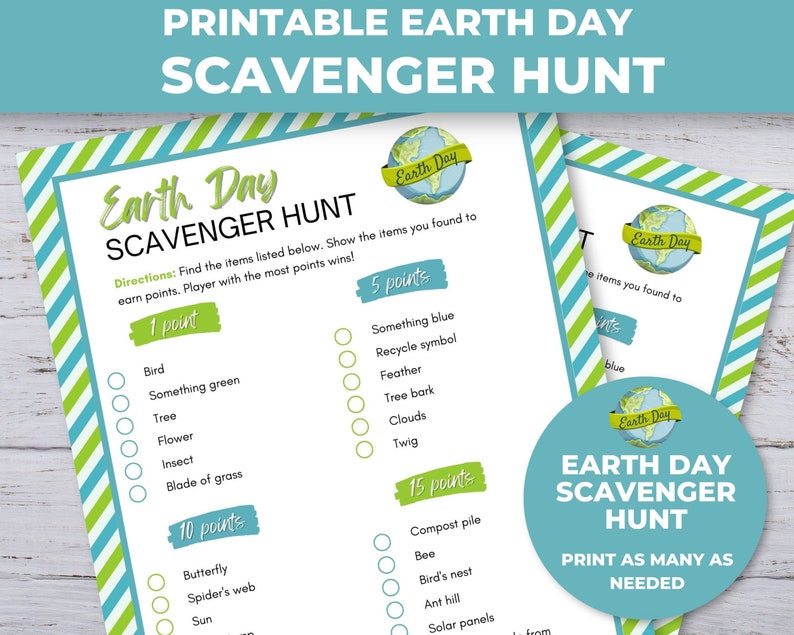 Earth Day Scavenger Hunt, Earth Day Games for Kids, Earth Day Activity ...