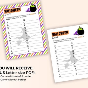 Halloween A to Z Game, Alphabet Game, Printable Halloween Game for Kids ...