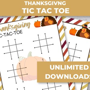 Thanksgiving Tic Tac Toe Game, Printable Thanksgiving Game for Kids ...