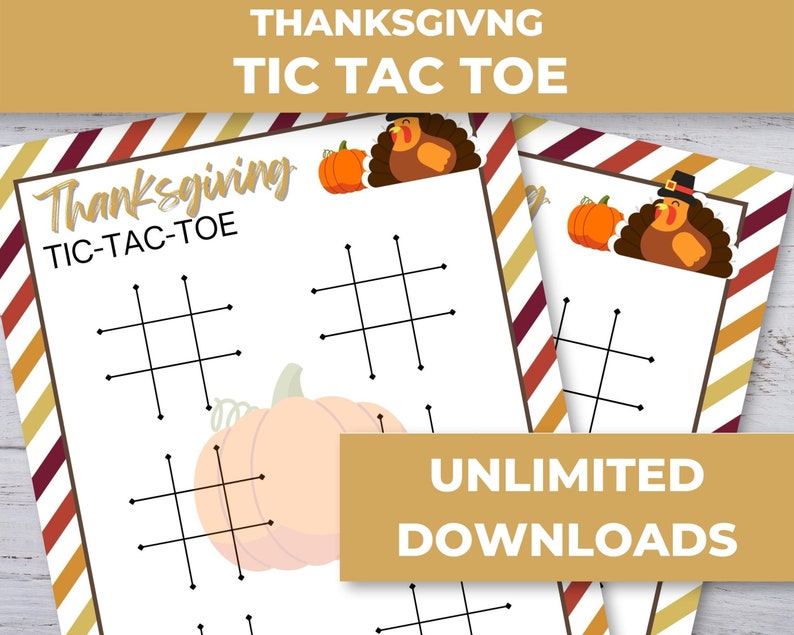 Thanksgiving Tic Tac Toe Game, Printable Thanksgiving Game for Kids ...