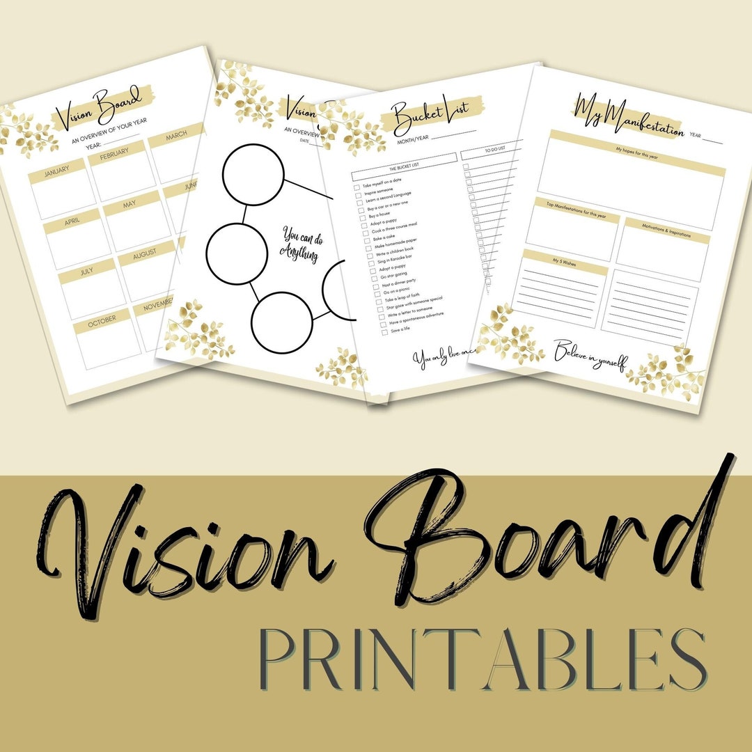 Printable Vision Board Kit, Manifestation Journal, Vision Board ...
