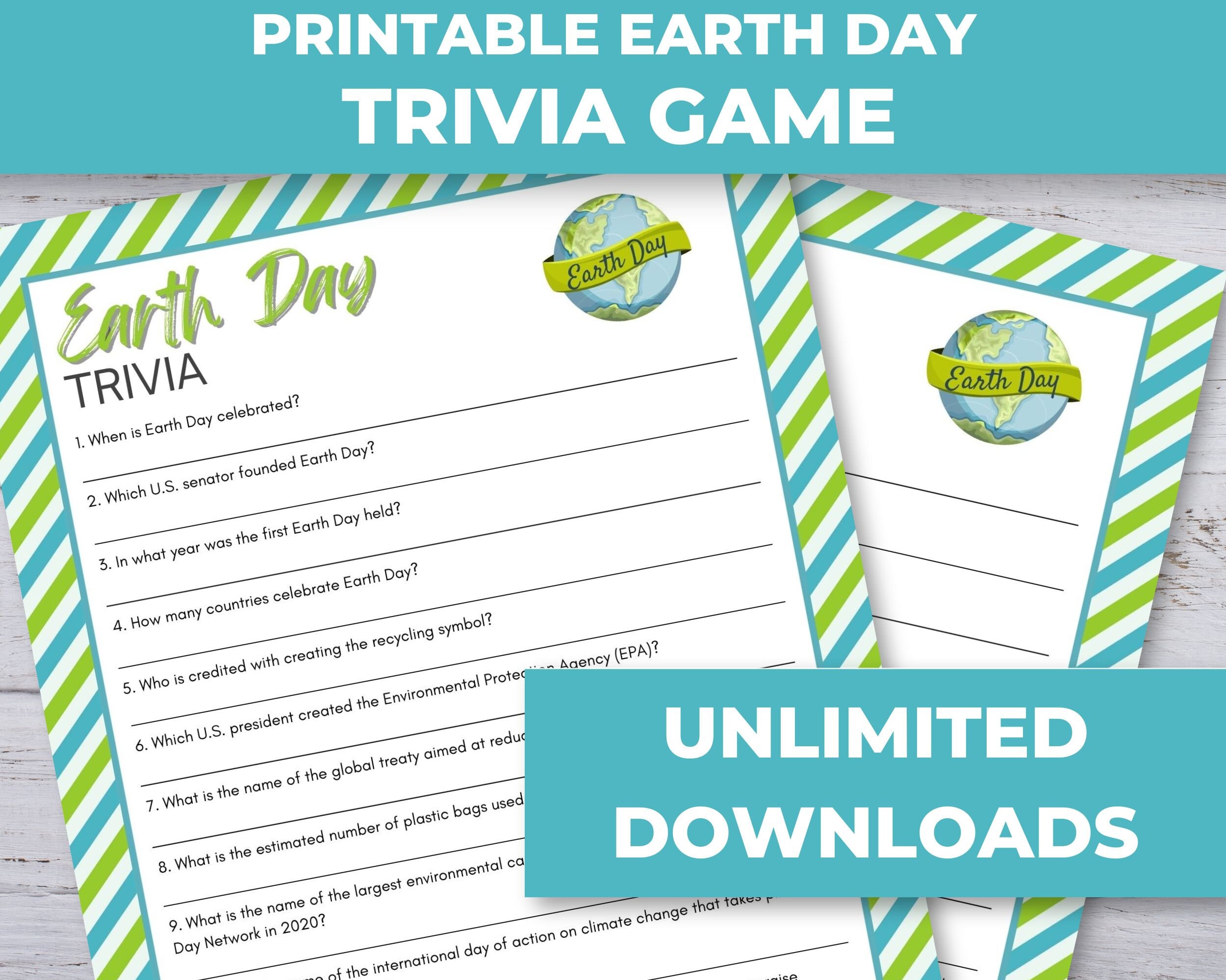 Earth Day Trivia, Earth Day Games for Kids, Earth Day Activity, Earth ...